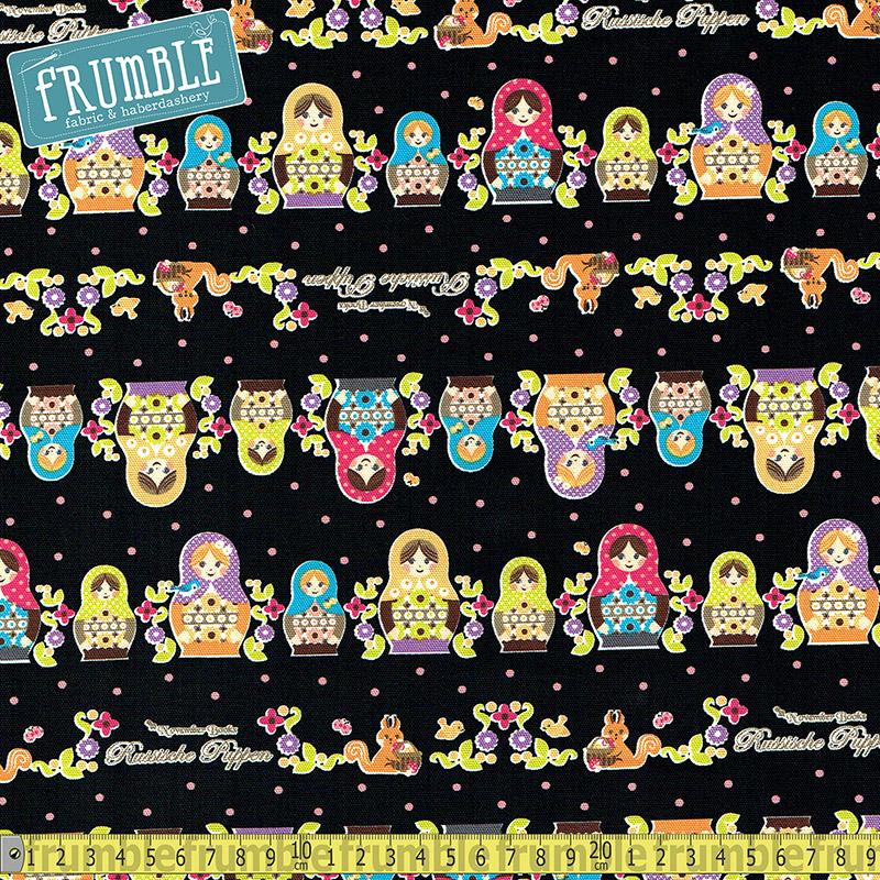 Push Pin Russian Doll Black Fabric by Kokka – Frumble Fabrics