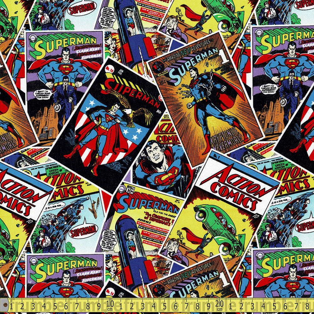 Quilting Cotton - DC Superman - Comic Stack Toss (Per Metre) – Frumble ...
