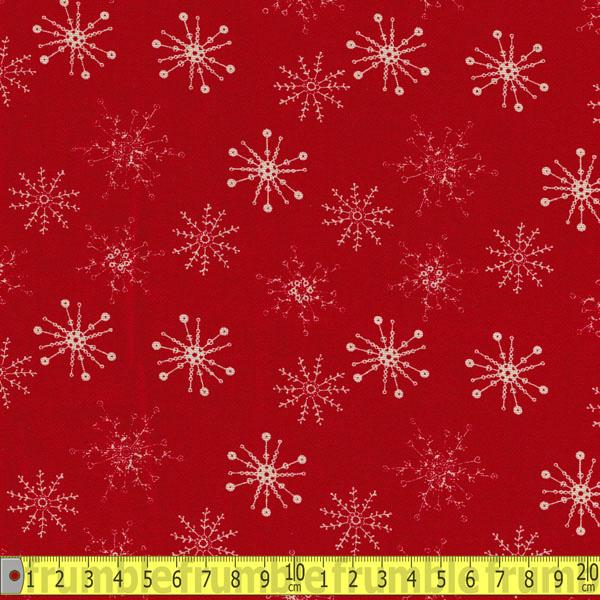 Linen Look Snowflake Red/Nat Fabric by Various – Frumble Fabrics